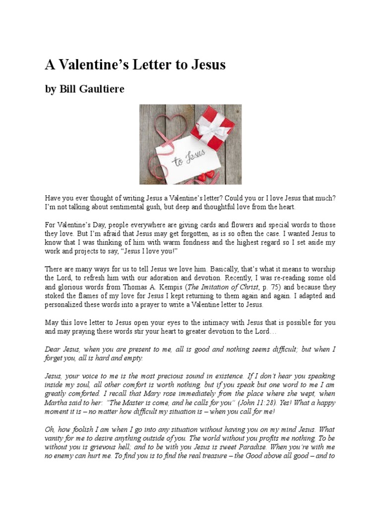 A Valentine Letter To Jesus | PDF | Jesus | Religious Belief And Doctrine