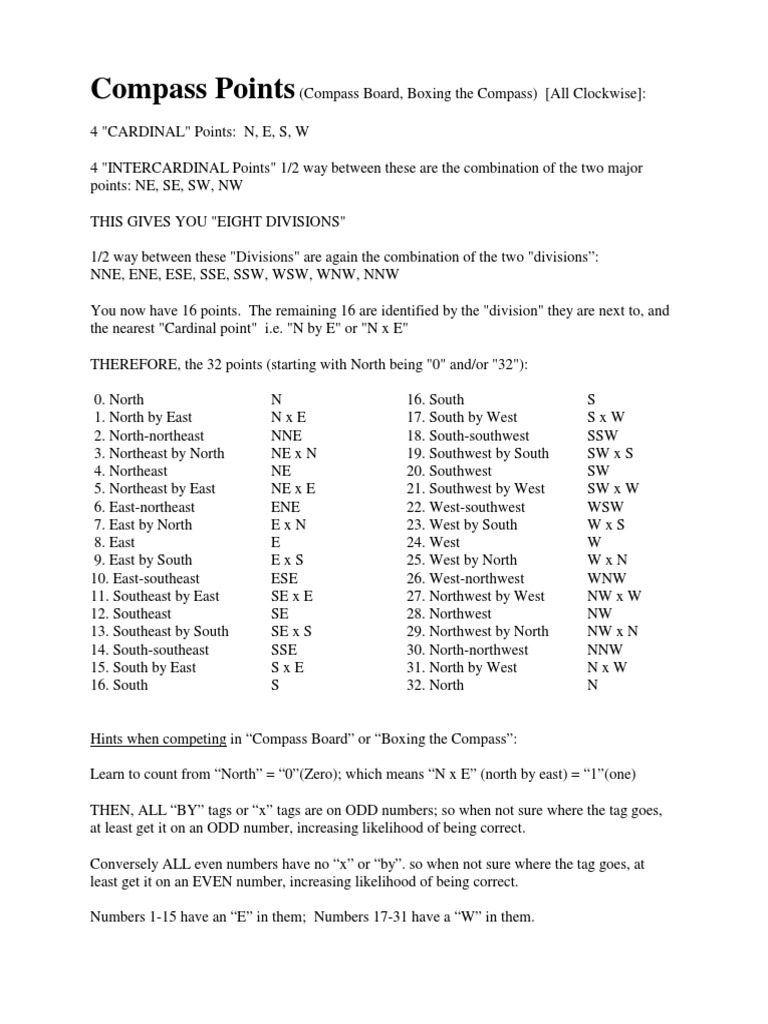 Compass points and relative bearings | PDF | Navigation | Geography