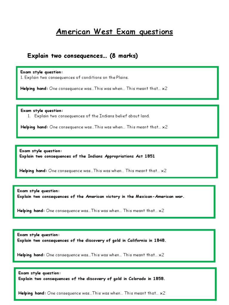 American West Exam Questions | PDF | Western United States | North America