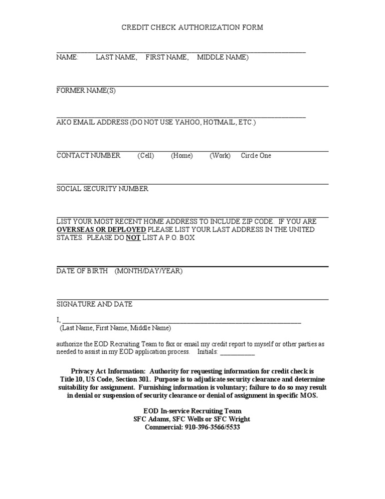 Credit Check Release Form
