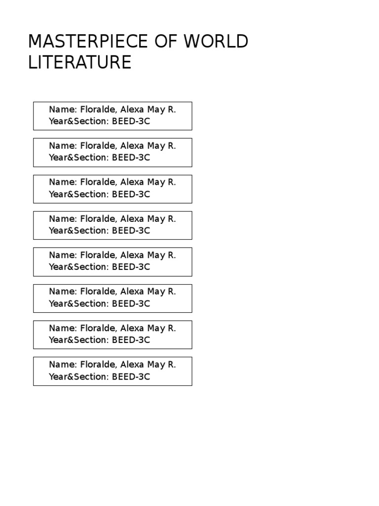 BEED-3C World Literature Guide | PDF
