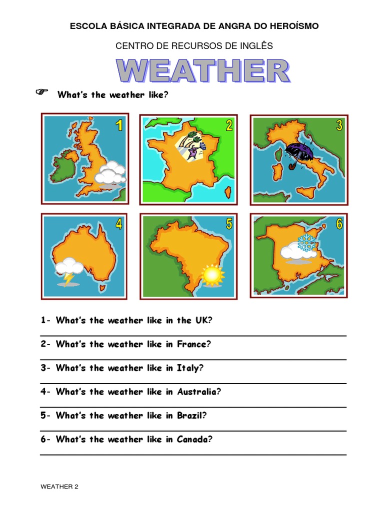 Centro de Recursos de Inglês: Weather 2 | PDF