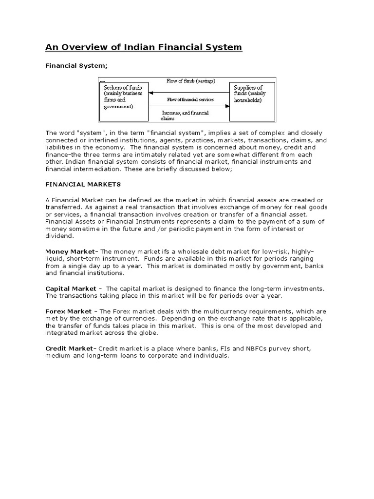 An Overview of Indian Financial System | PDF | Financial Markets ...