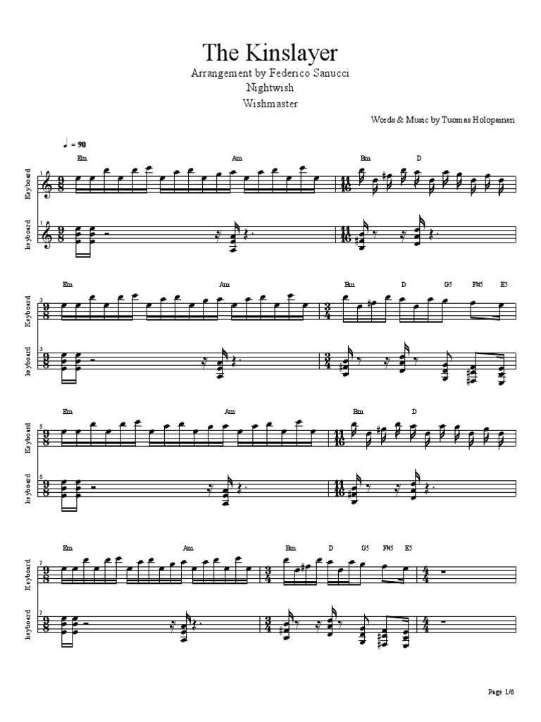 Nightwish - The Kinslayer (Piano Version) | PDF | Television Network ...