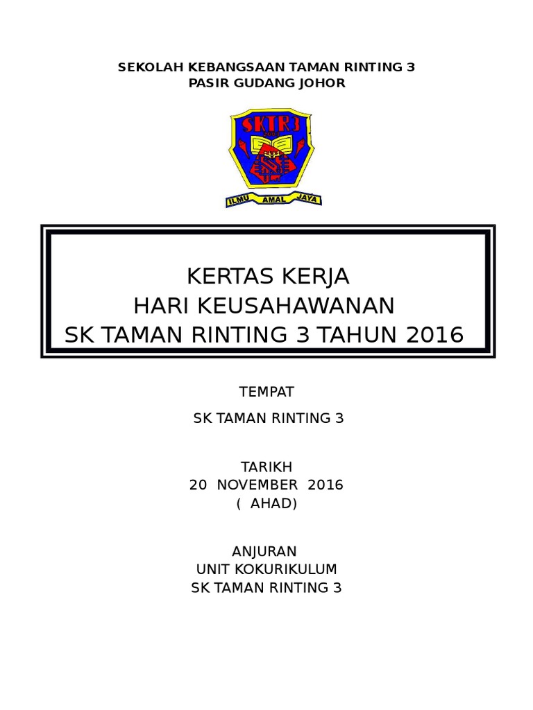 Kertas Kerja Hari Keusahawanan | PDF Kertas Kerja Hari Keusahawanan | PDF