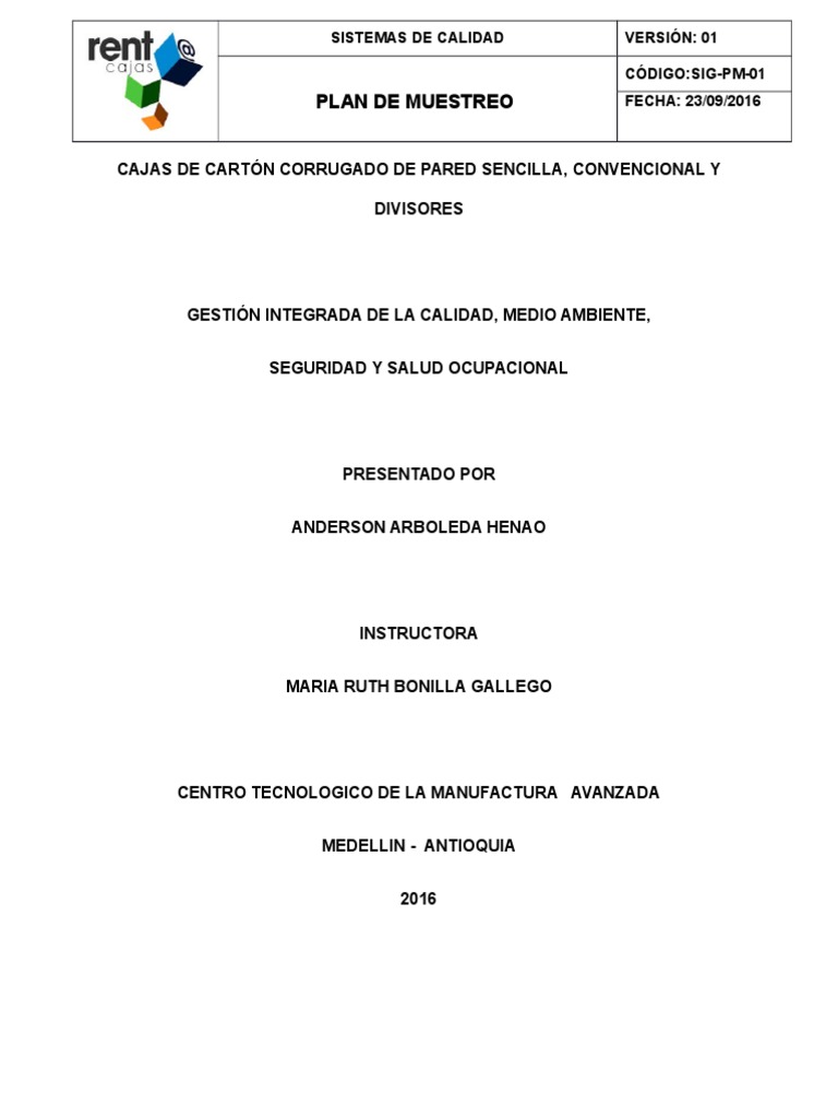 Plan de Muestreo | PDF | Muestreo (Estadísticas) | Calidad (comercial)