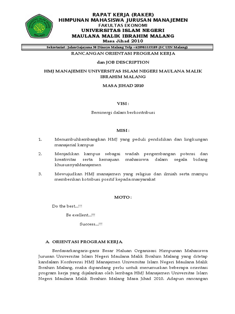 Draft Raker HMJ Manajemen | PDF | Seni