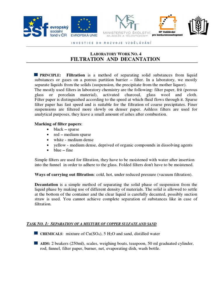 4 Filtration Decantation Korjk1 | PDF | Filtration | Chemistry