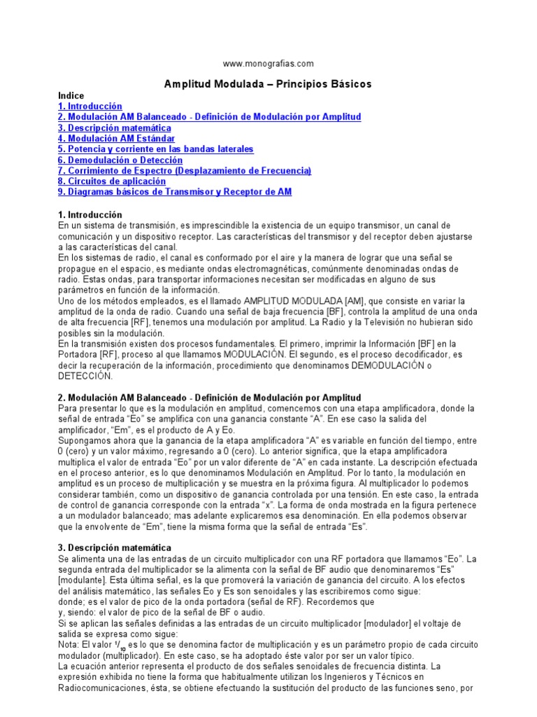 Amplitud Modulada - Principios Básicos | PDF | Transmisor | Estoy ...