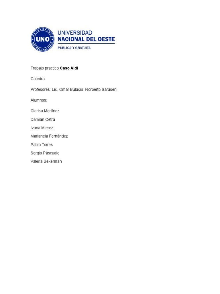 Trabajo Practico Caso Aldi | PDF | Análisis FODA | Distribución (comercial)