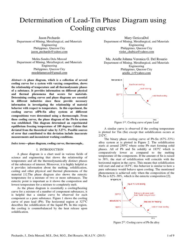 Determination of Lead-Tin Phase Diagram Using Cooling Curves | PDF ...
