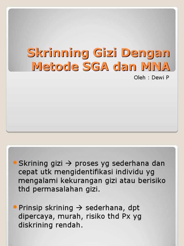 Skrining Gizi: Metode SGA dan MNA | PDF | Kesehatan Holistik