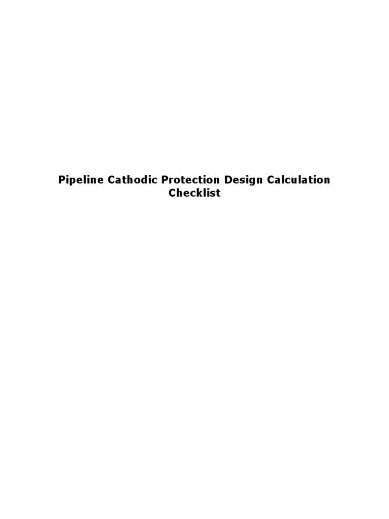 Pipeline Cathodic Protection Design Checklist | PDF