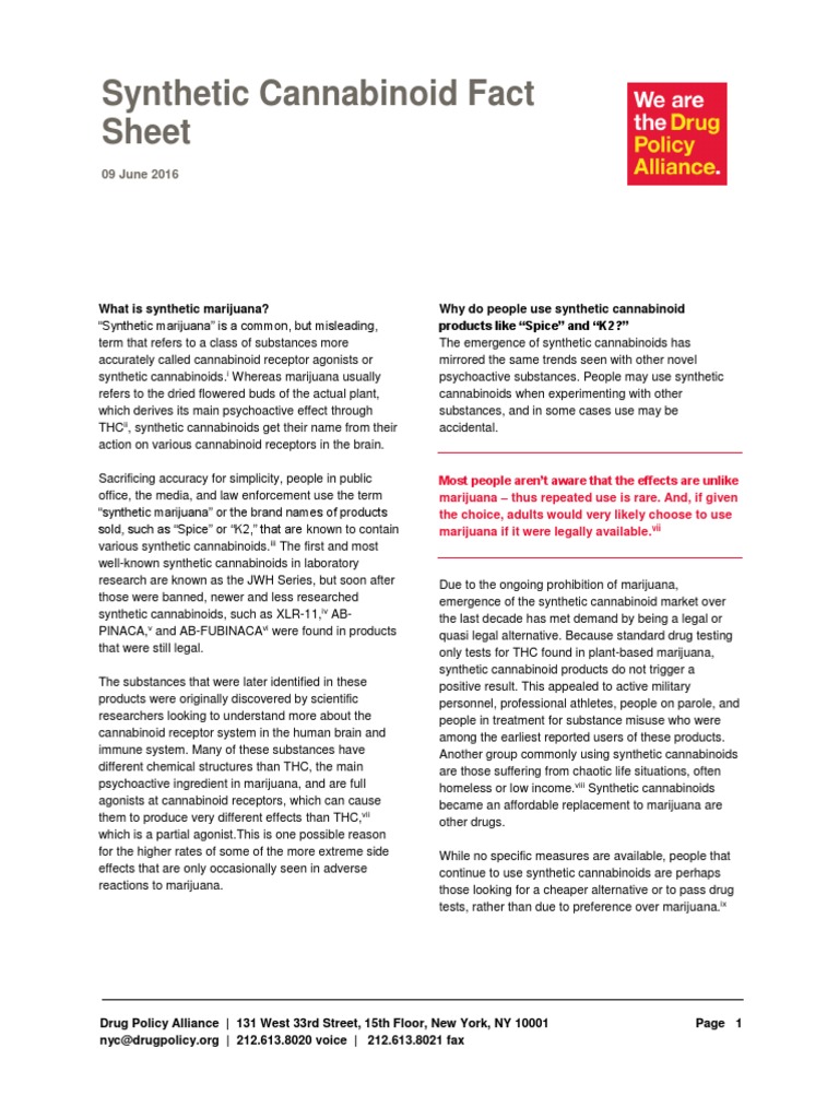Synthetic Cannabinoid Fact Sheet PDF | PDF | Cannabis (Drug) | Happiness