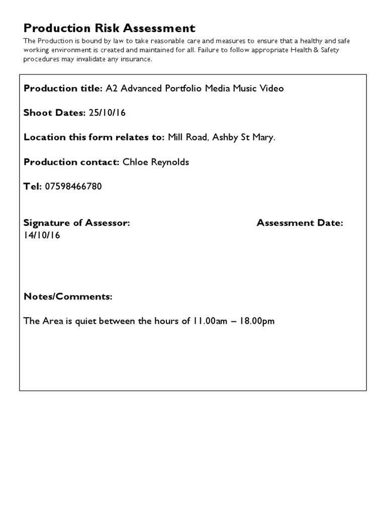Production Risk Assessment | PDF