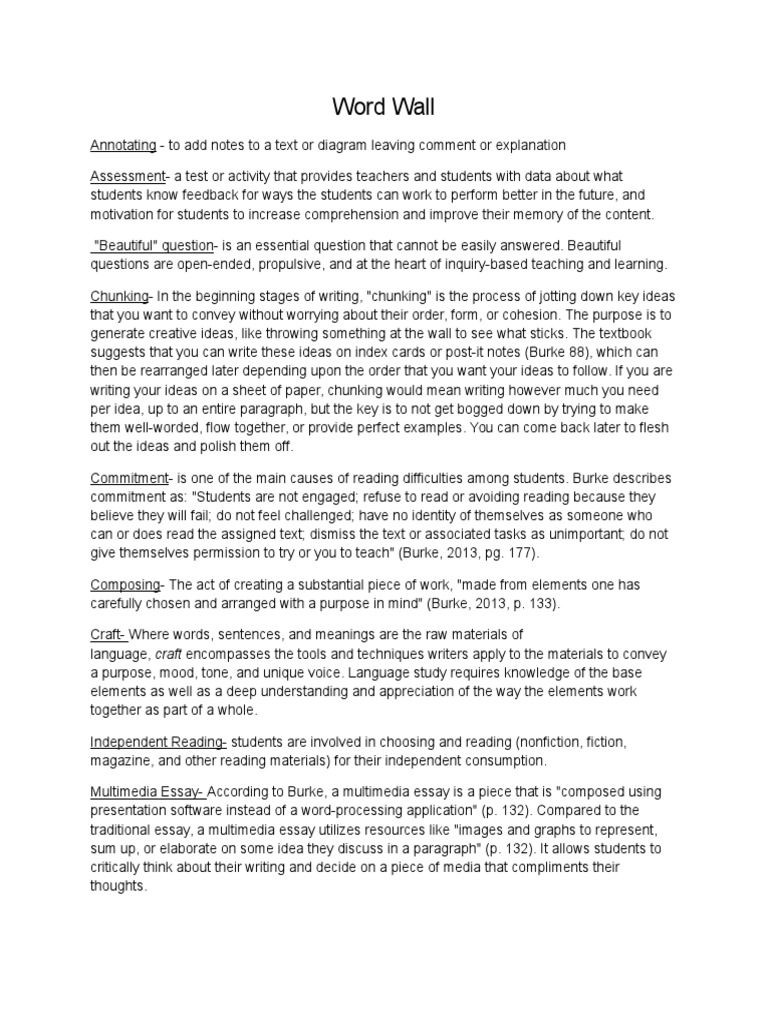 Word Wall | PDF | Essays | Reading Comprehension