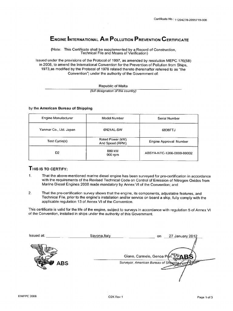 SAGA DG NOx Technical File | PDF