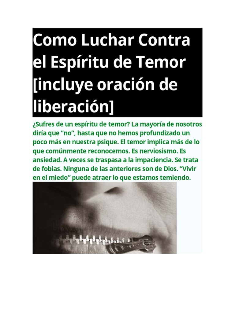 Como Luchar Contra El Espíritu de Temor | PDF | Temor | Jesús