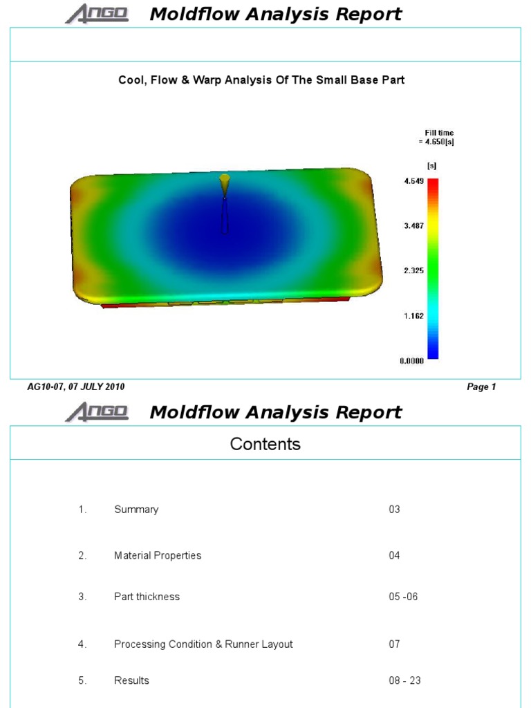 Small Base Moldflow Analysis Report | PDF | Viscosity | Melting