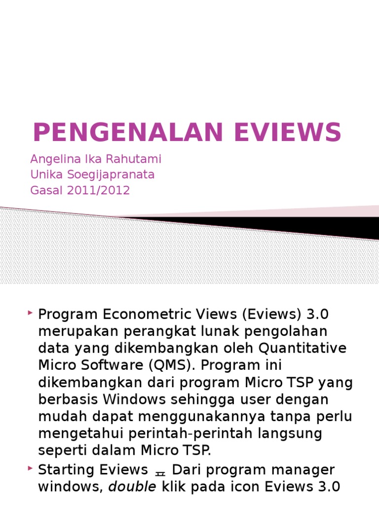 Pengenalan EVIEWS | PDF | Bisnis | Komputer