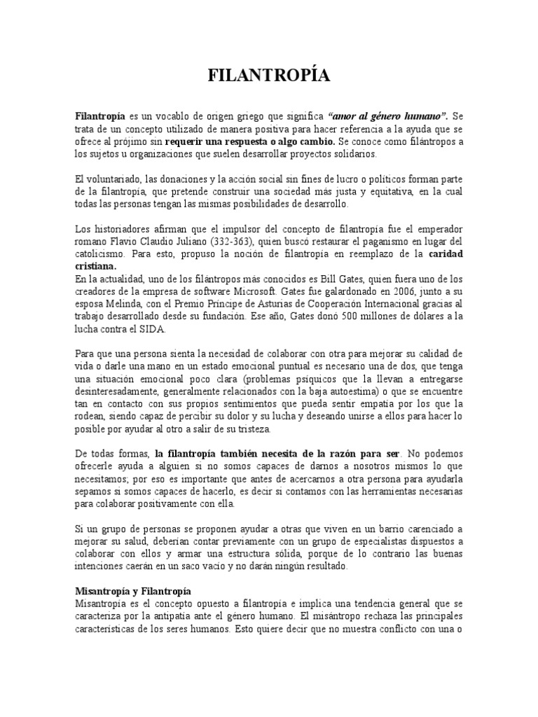 Definición de Filantropía | PDF | Filantropía | Science