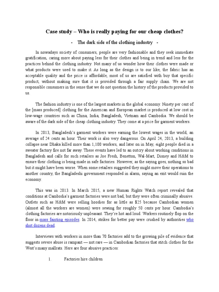 Case Study Clothing Industry | Download Free PDF | H&M | Sewing