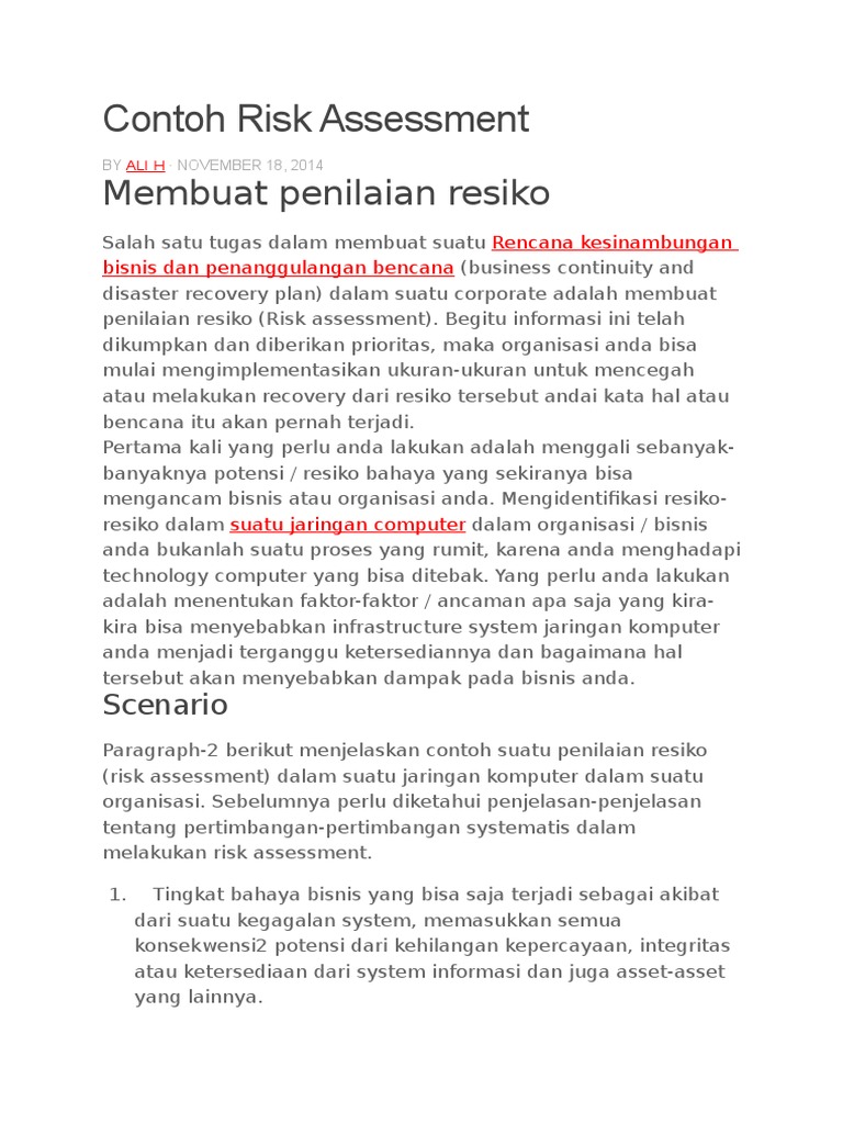 Contoh Risk Assessment | PDF