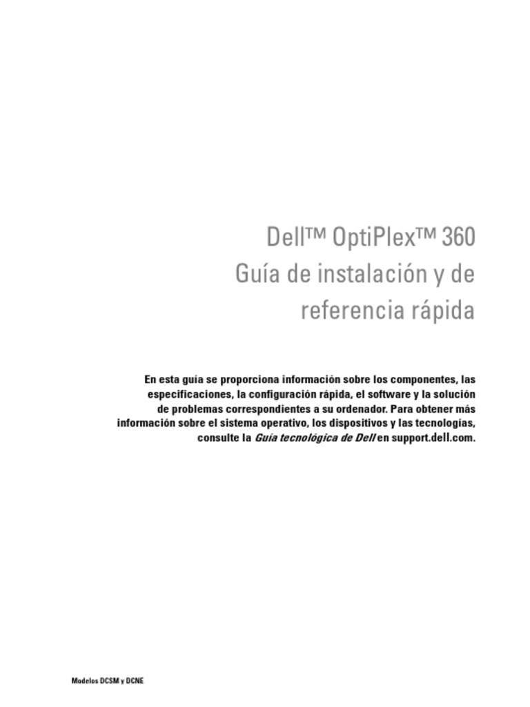 Dell Optiplex 360 Desktop PC Manual - Spanish | PDF | Microprocesador ...