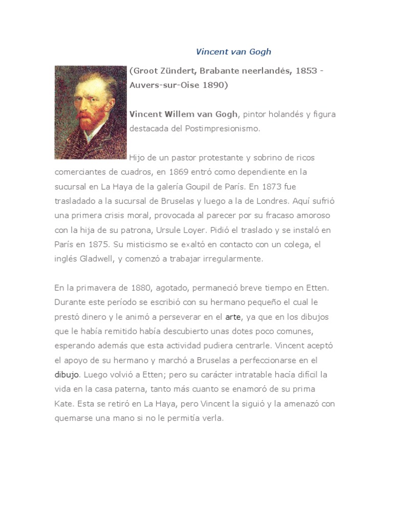 Vincent Van Gogh Biografia PDF | Vincent Van Gogh | Paul Gauguin