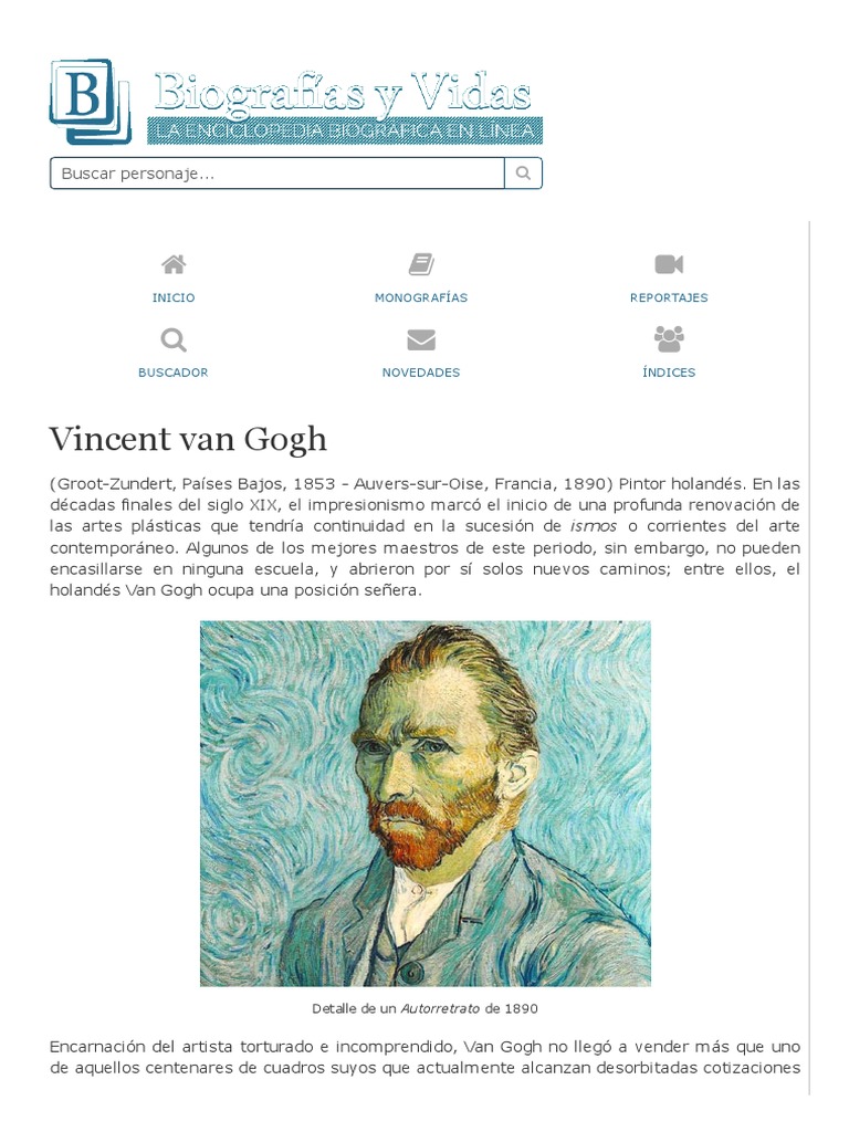 Biografia de Vincent Van Gogh | PDF | Vincent Van Gogh | Paul Gauguin