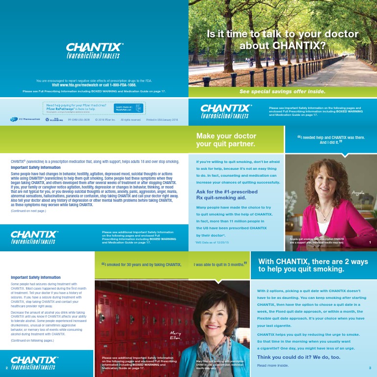 Chantix Welcome Brochure PDF | Download Free PDF | Major Depressive Disorder | Magenta
