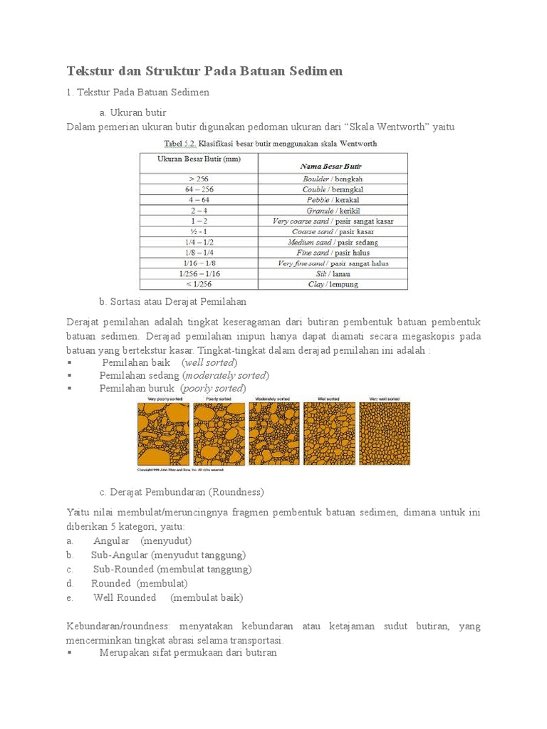 Tekstur Dan Struktur Pada Batuan Sedimen | PDF