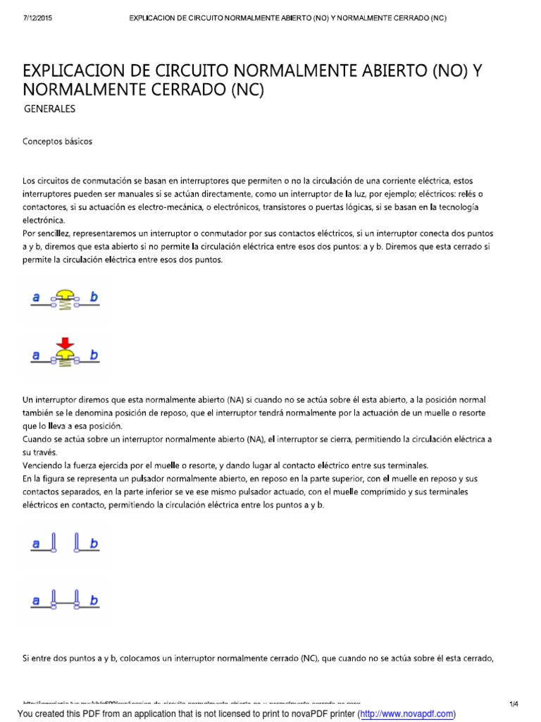 Explicacion de Circuito Normalmente Abierto (No) y Normalmente Cerrado ...