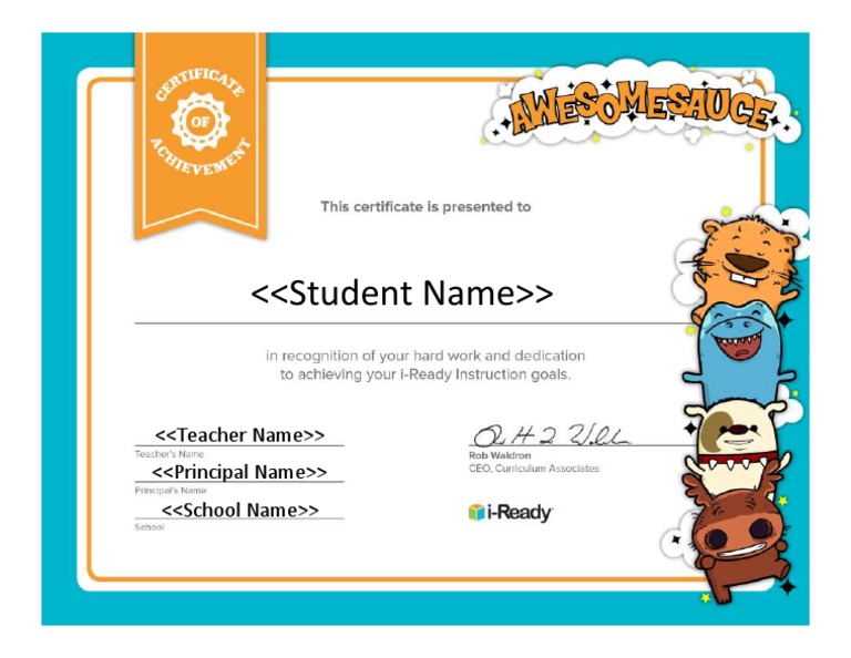 Iready Student Certificate Study Buddies | PDF