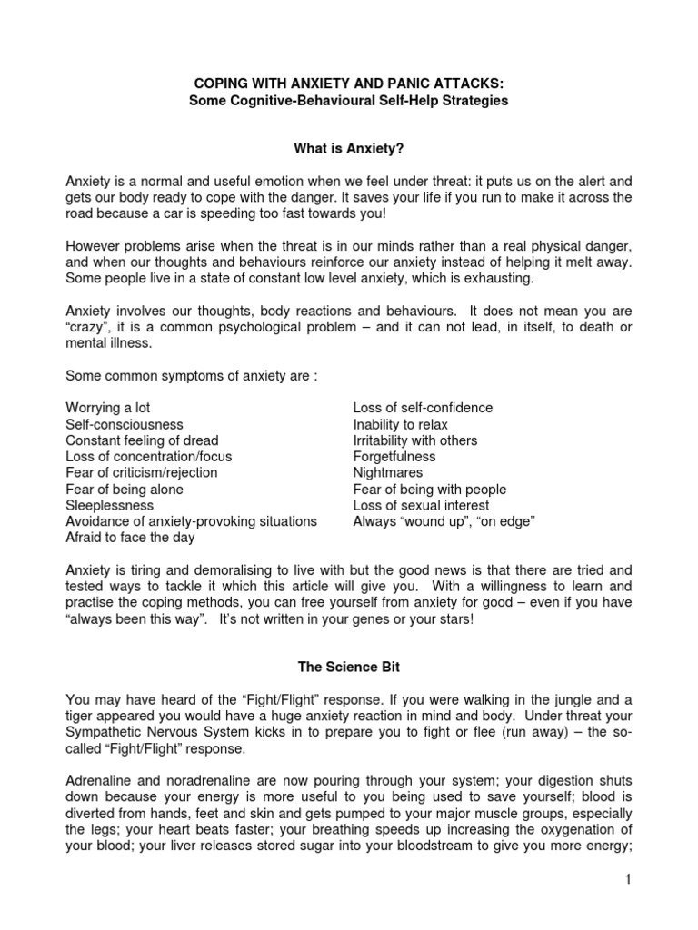 COPING WITH ANXIETY AND PANIC ATTACKS.pdf | Panic Attack | Anxiety