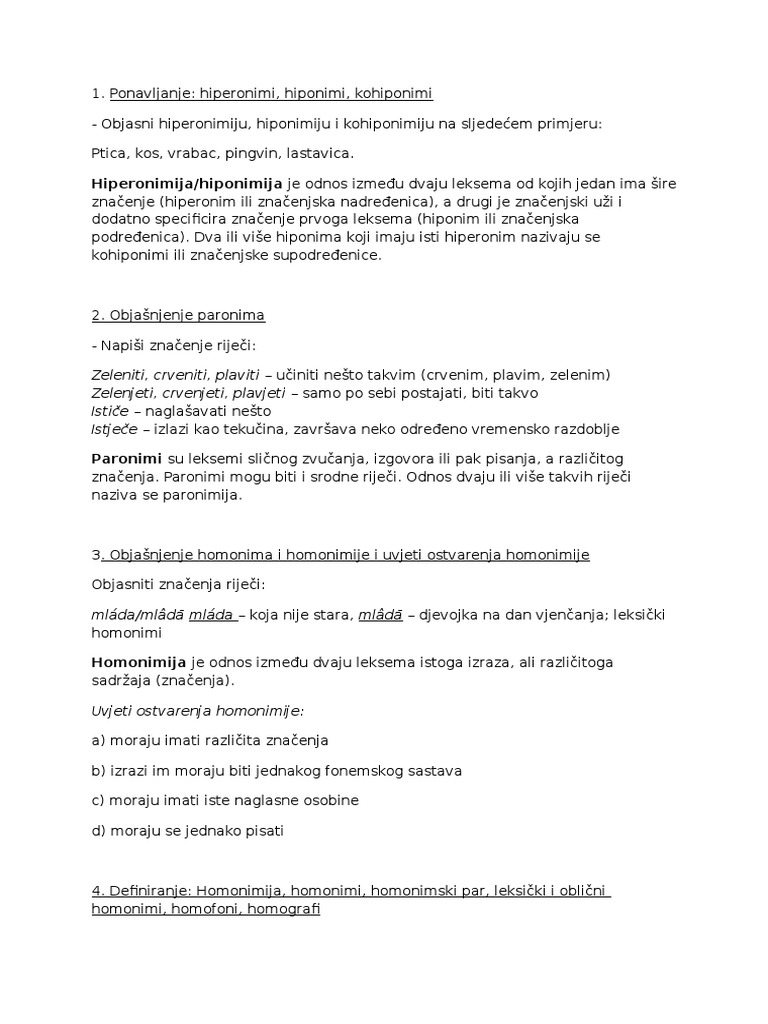 Priprema Homonimi | PDF