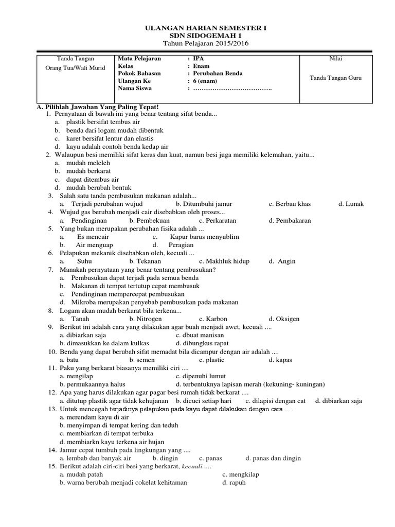 Ulhar Ipa Bab 6 Kelas 6 | PDF