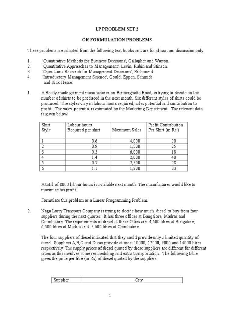 Packet 2 LP Problem Set 2 | PDF | Flight Attendant | Linear Programming