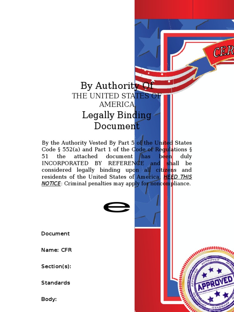 Legally Binding US Document By Authority | PDF