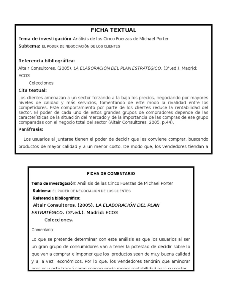 FICHAS Textual y Resumen | Precios | Calidad (comercial)