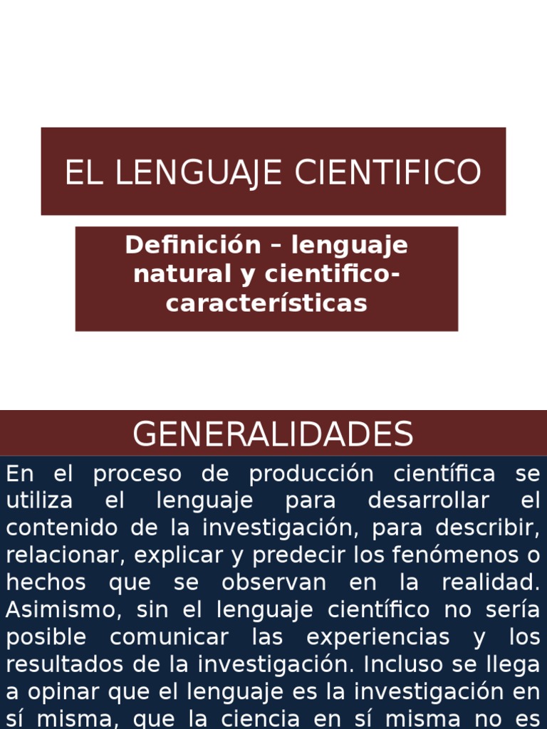 El Lenguaje Cientifico | Concepto | Comunicación