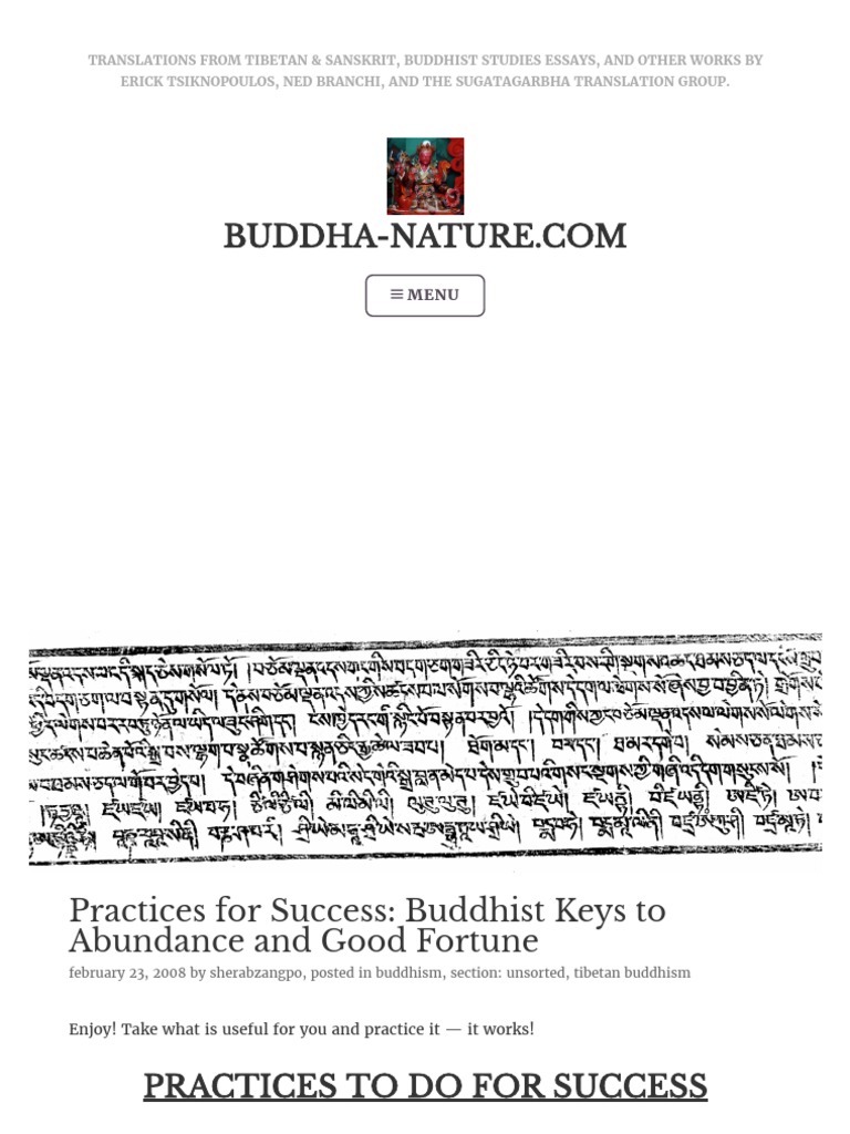 Practices For Success - Buddhist Keys To Abundance and Good Fortune - Buddha-Nature | PDF ...