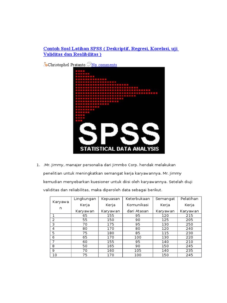 Contoh Soal Latihan SPSS | PDF