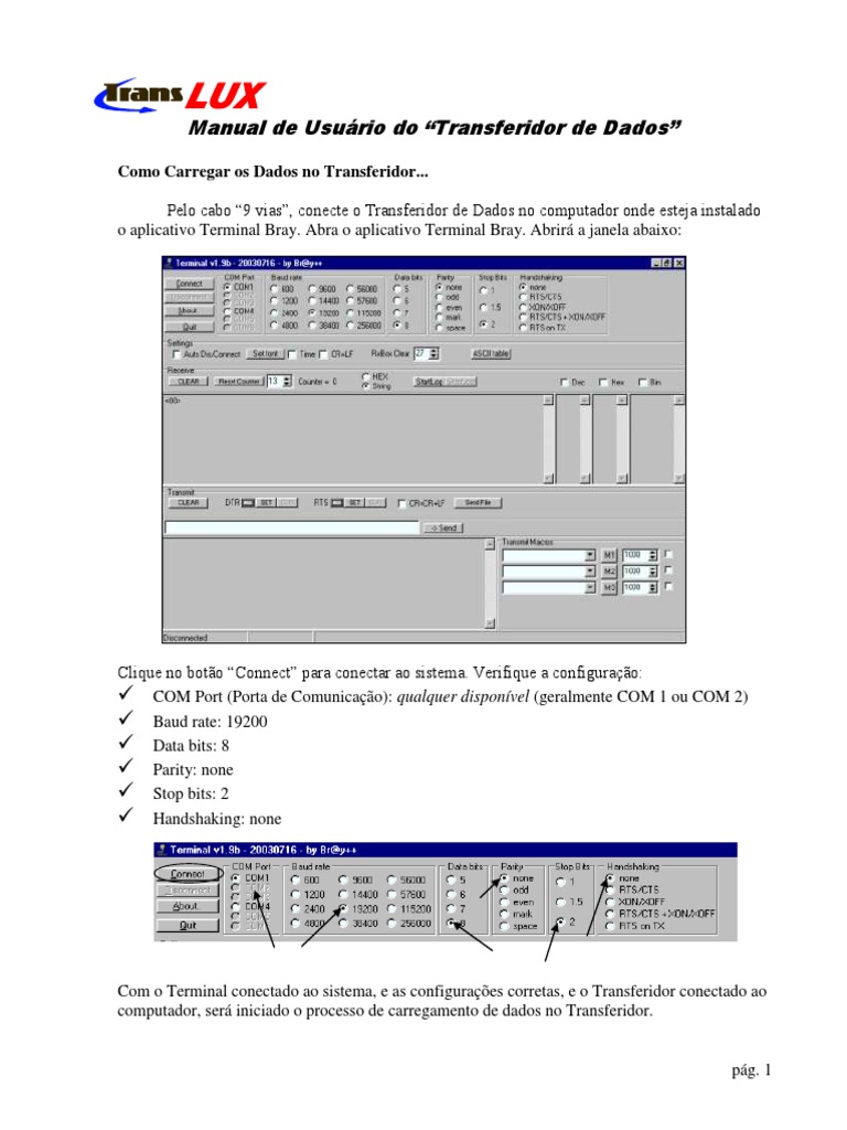 Como carregar e transferir dados para o Transferidor de Dados | PDF