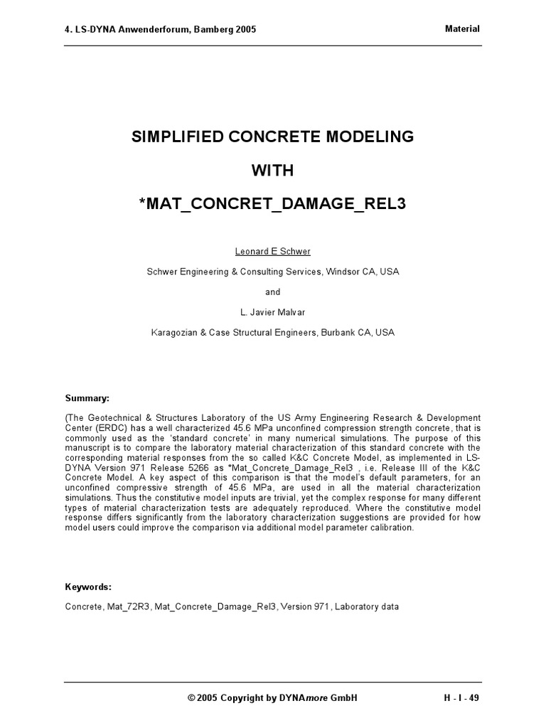 Simplified Concrete Modeling With Mat - Concret - Damage - Rel3 | PDF ...