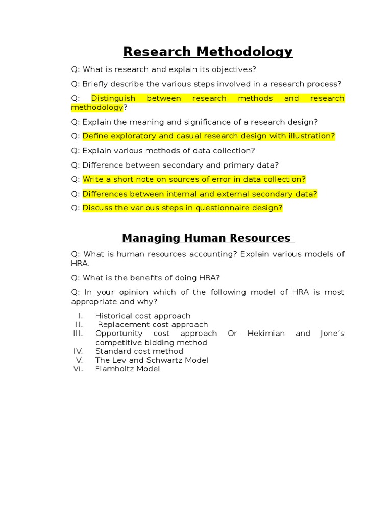 Research Methodology: Managing Human Resources | PDF