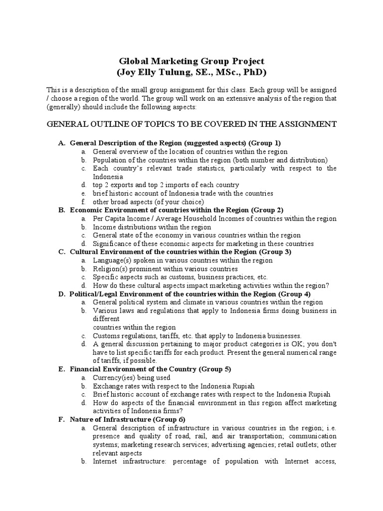 Global Marketing Group Project | PDF | Marketing | Indonesia