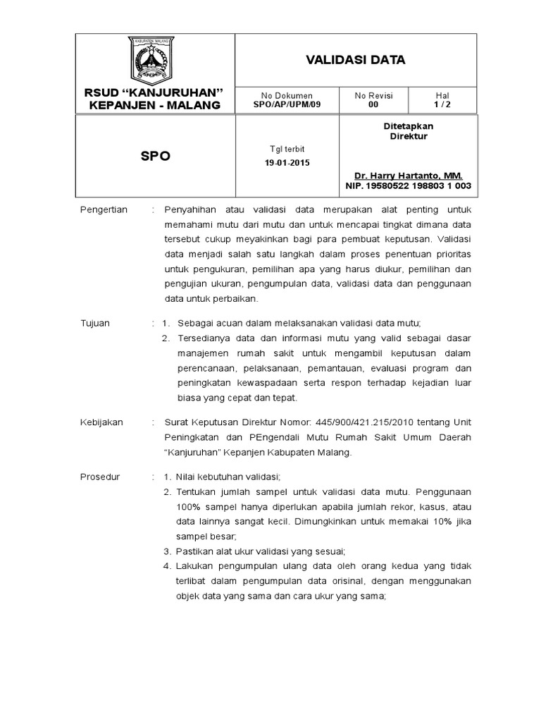 SPO Validasi Data | PDF