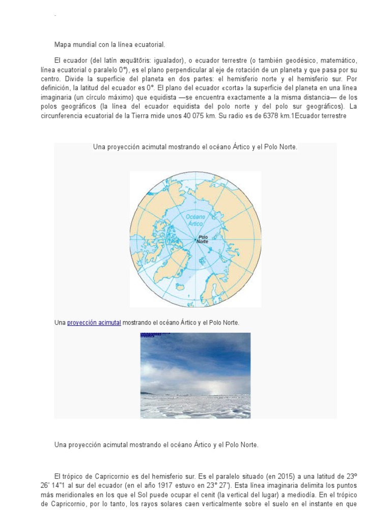 Mapa Mundial Con La Línea Ecuatorial | Ecuador | Astronomía