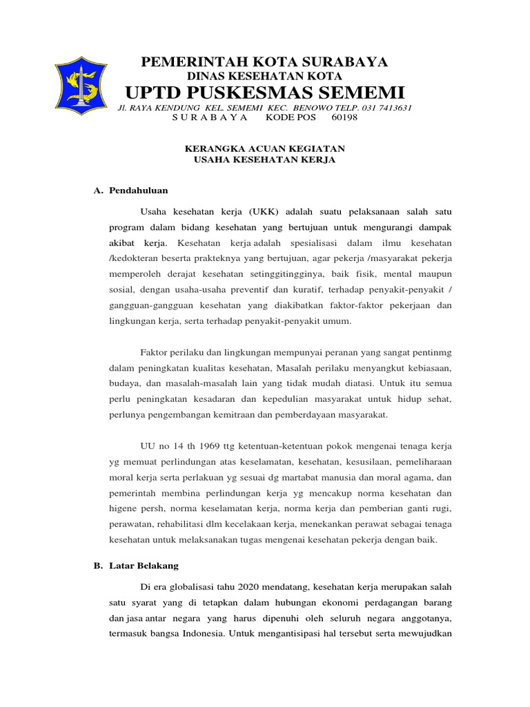 KAK (Kerangka Acuan) UKK | PDF